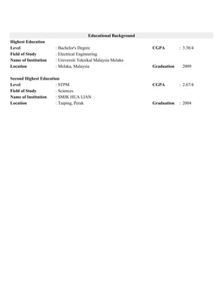Ng Eng Beng CV | DOC
