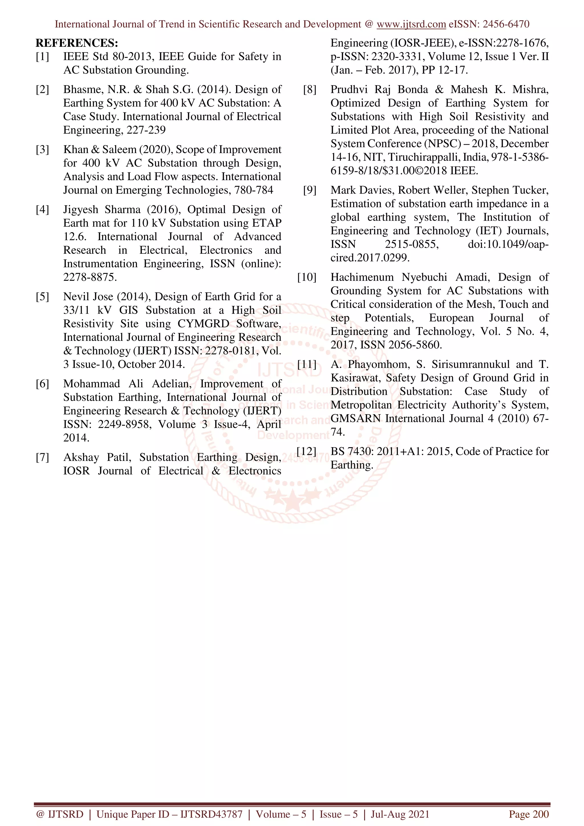 Design of Earthing in Underground Substation using ETAP with ...