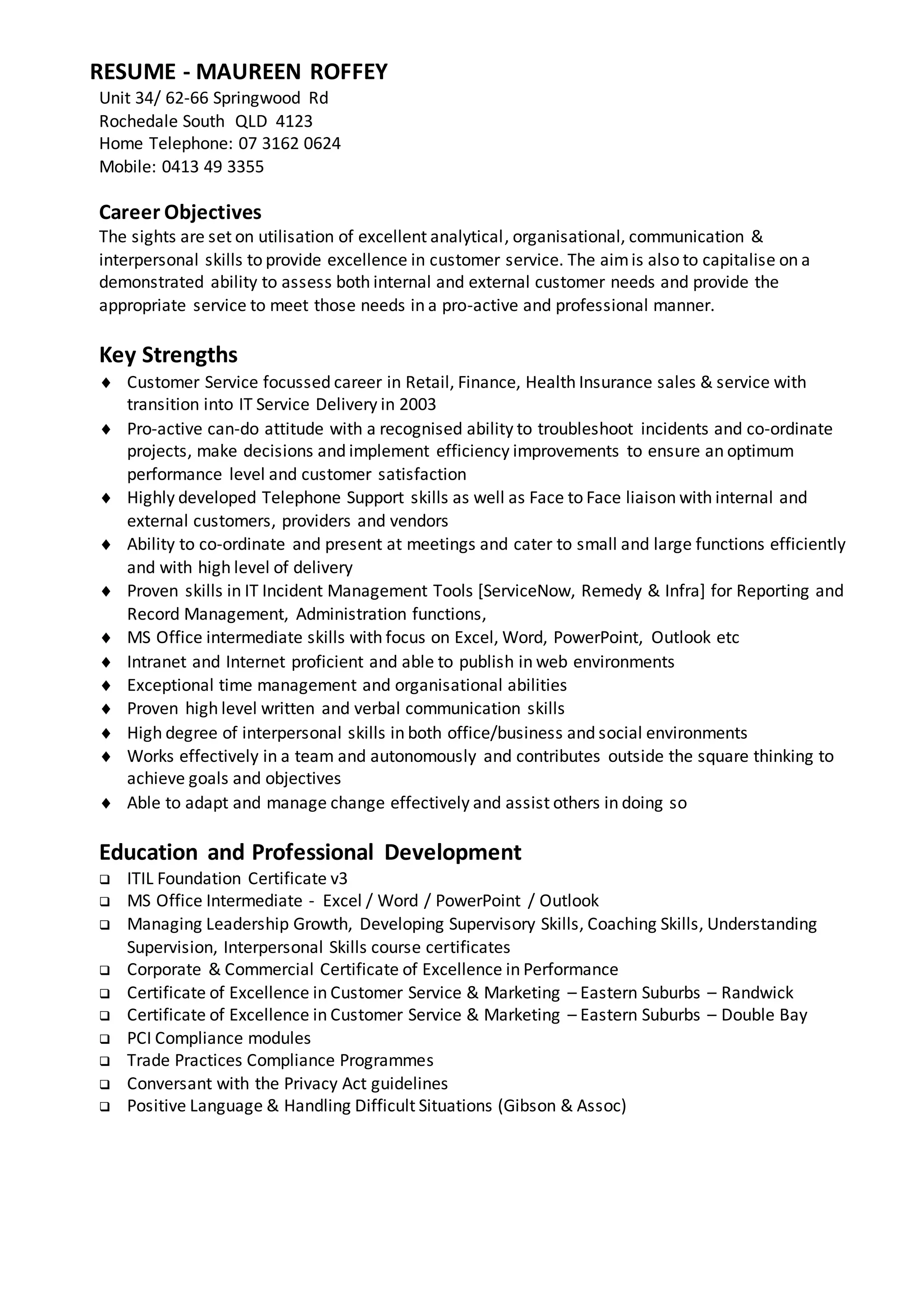 Maureen Roffey.Resume.100315 | PDF