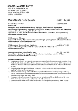 Maureen Roffey.Resume.100315 | PDF