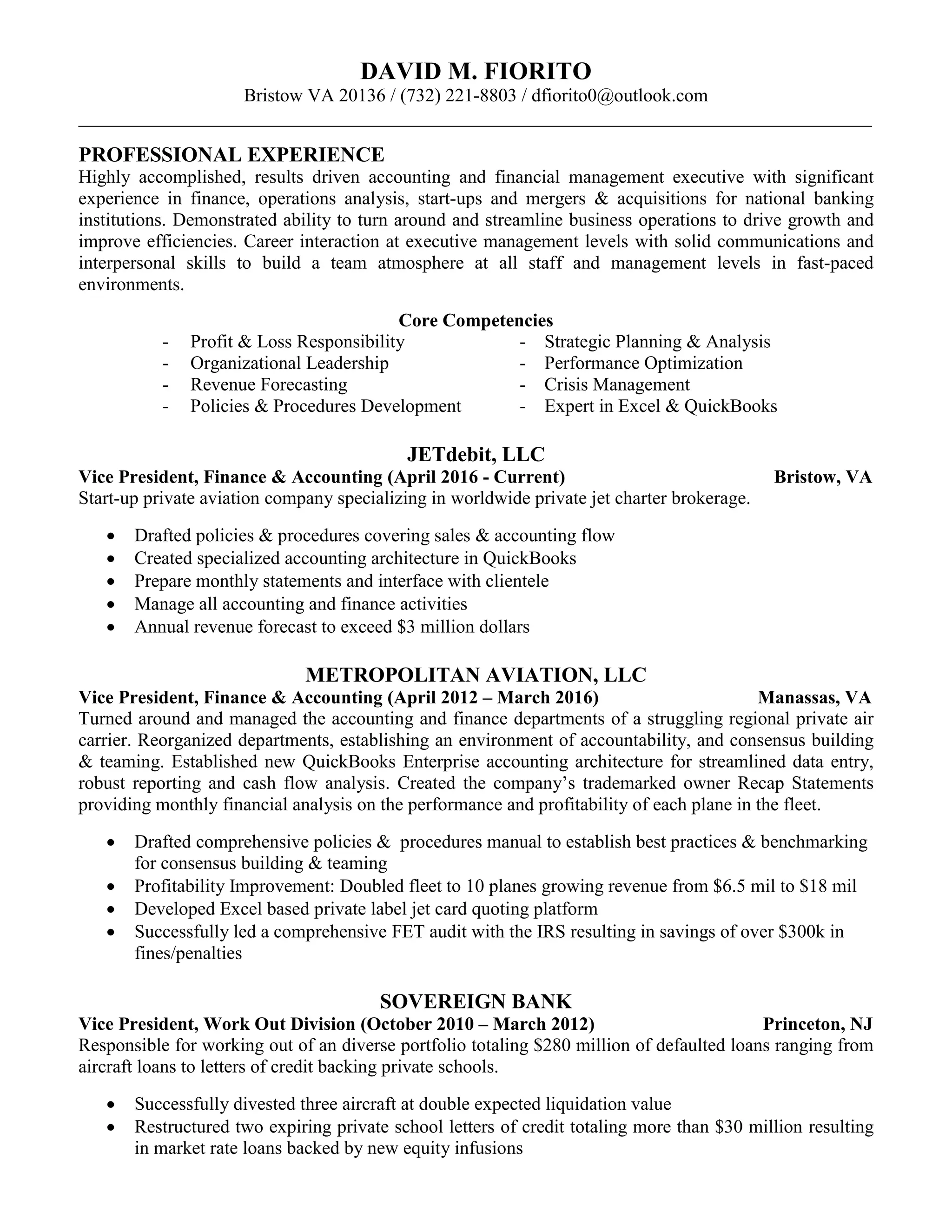 DAVID M FIORITO - ResumeS | PDF