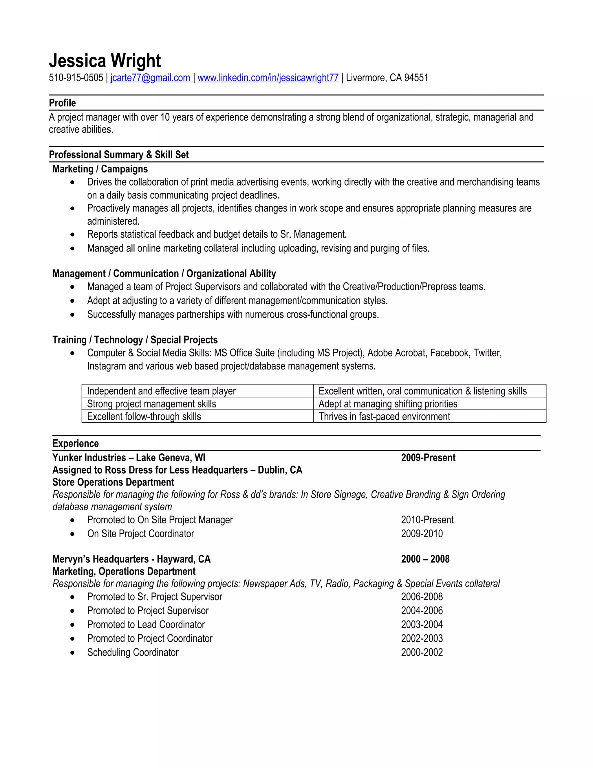 Jessica Wright_Resume | DOC | Business Administration | Business