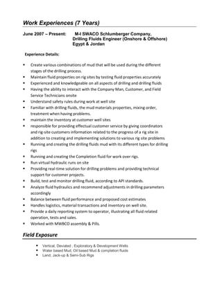 CV. of Mina Awad, mud engineer. | PDF