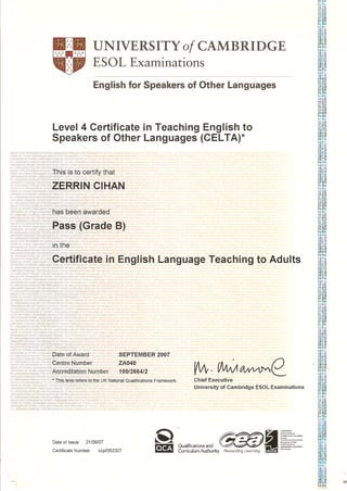 CELTA TEFL certificate | PDF | Education