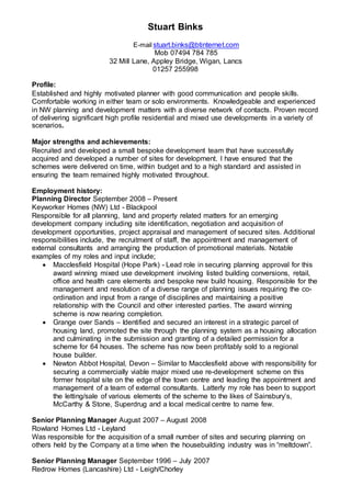 Stuart Binks CV | DOCX