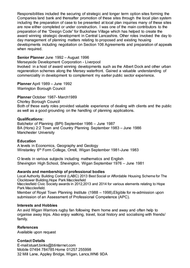 Stuart Binks CV | PDF