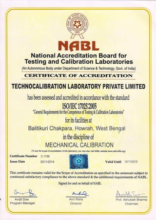 NABL Certificate & Scope. | PDF