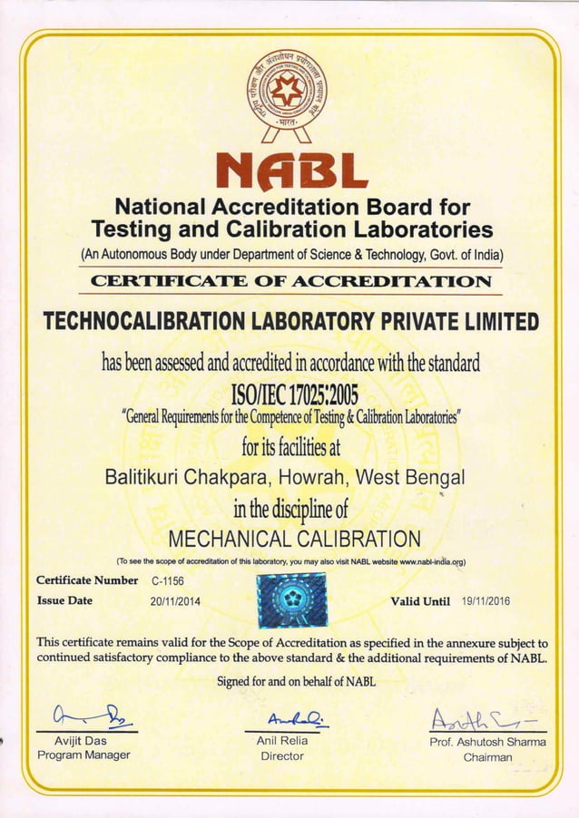 NABL Certificate & Scope. | PDF