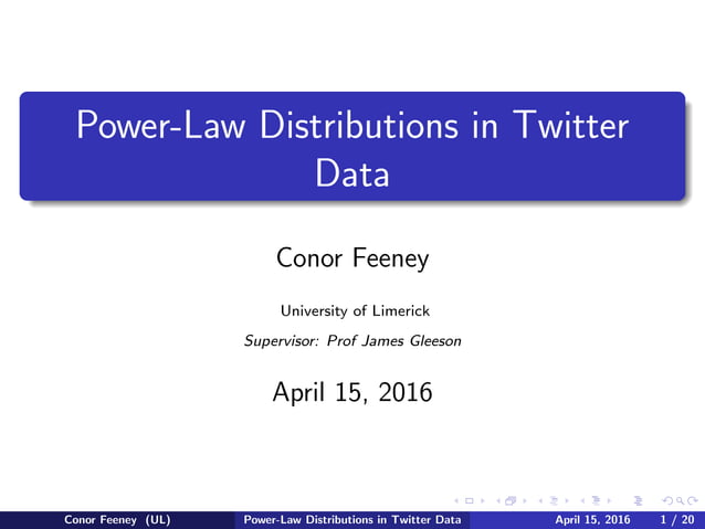 Power Law Distributions for Twitter Data | PPT