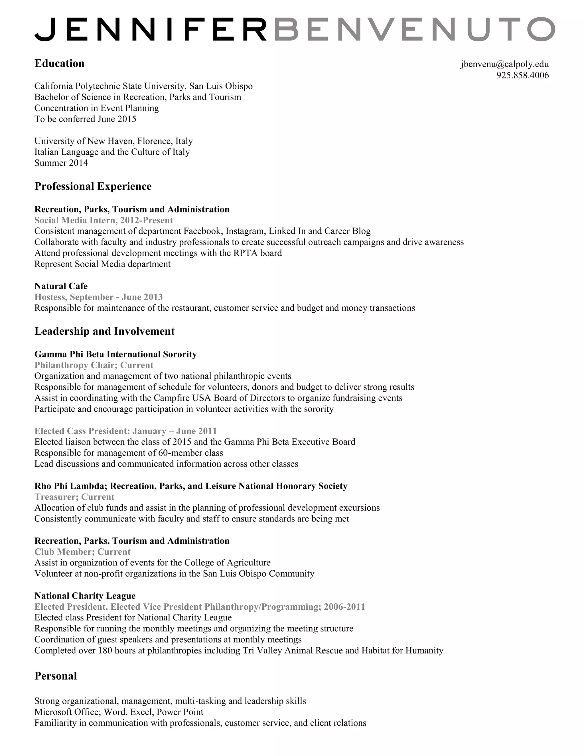 Jennifer Benvenuto Resume | DOCX
