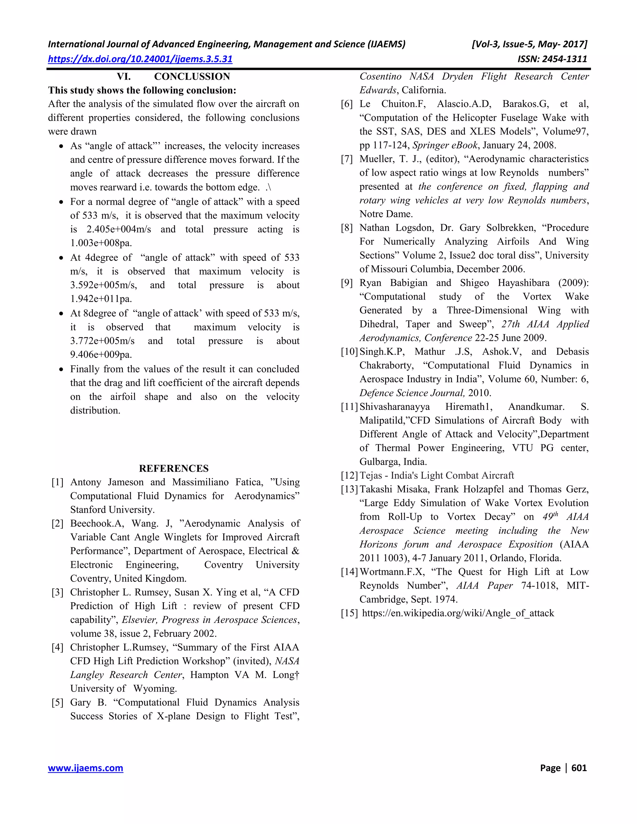 Flow Anlaysis on Hal Tejas Aircraft using Computational Fluid Dynamics with Different Angle of ...