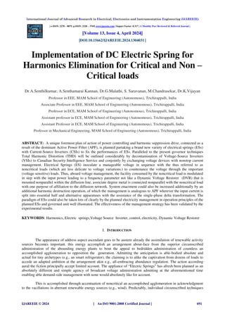 Harmonics Reduction techniques electric spring | PDF