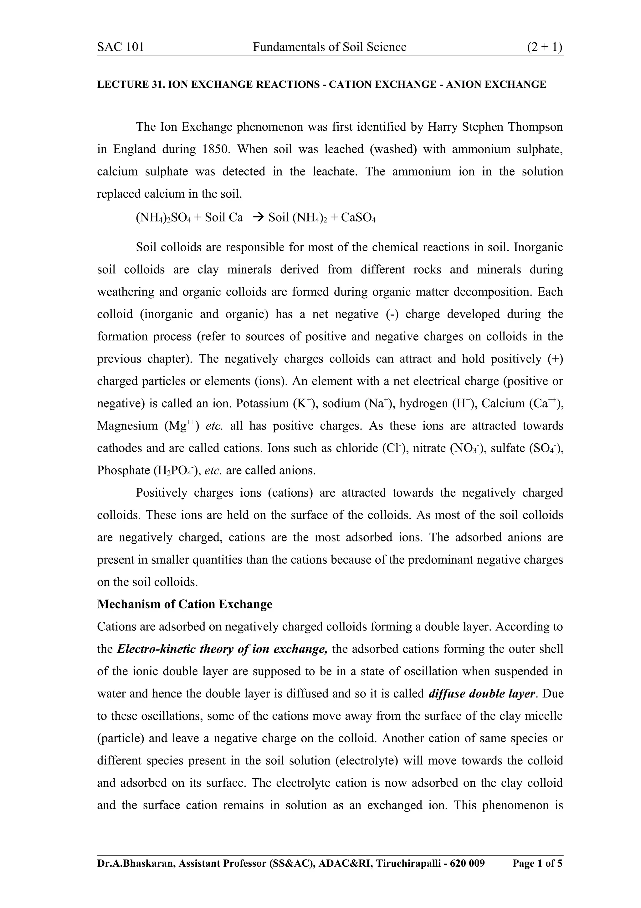 Ion exchange CEC | DOC