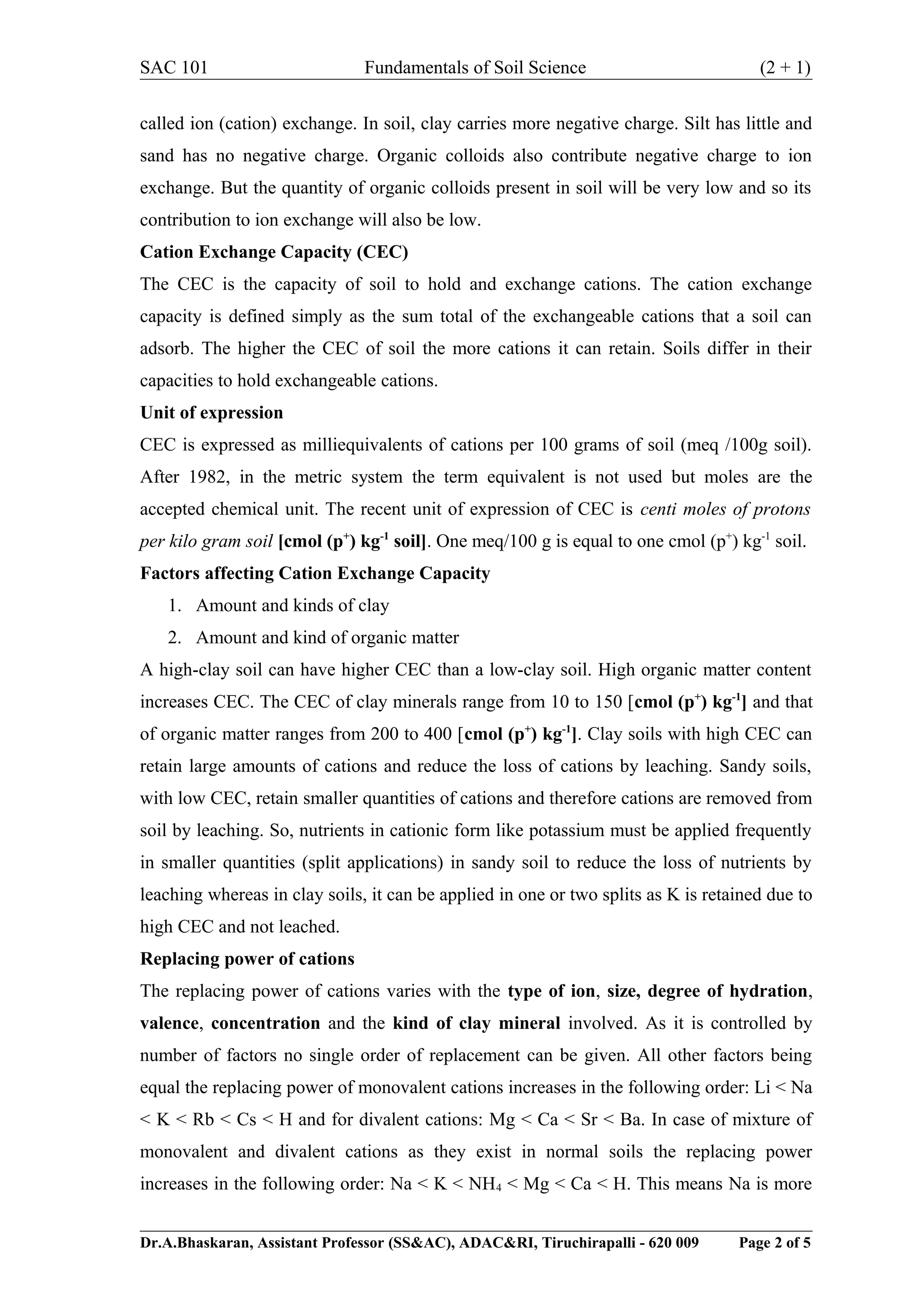 Ion exchange CEC | DOC