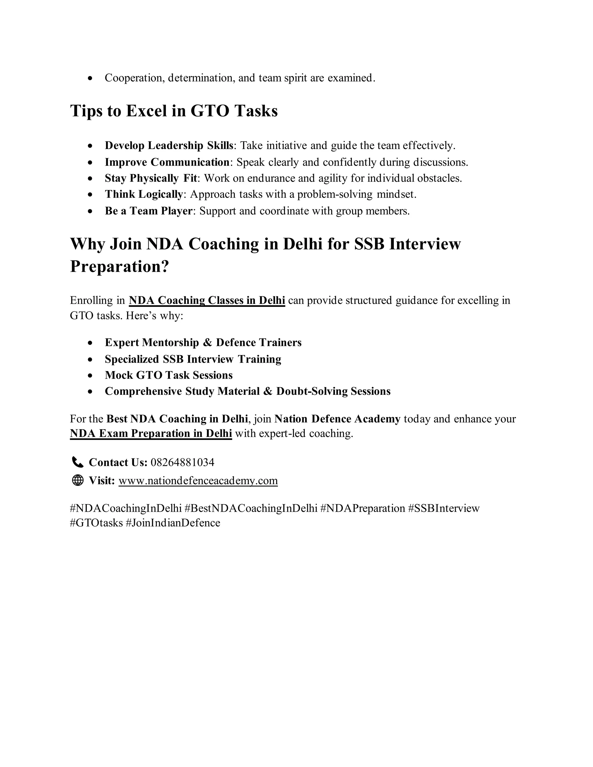 GTO Tasks in SSB Interview – A Complete Guide | PDF