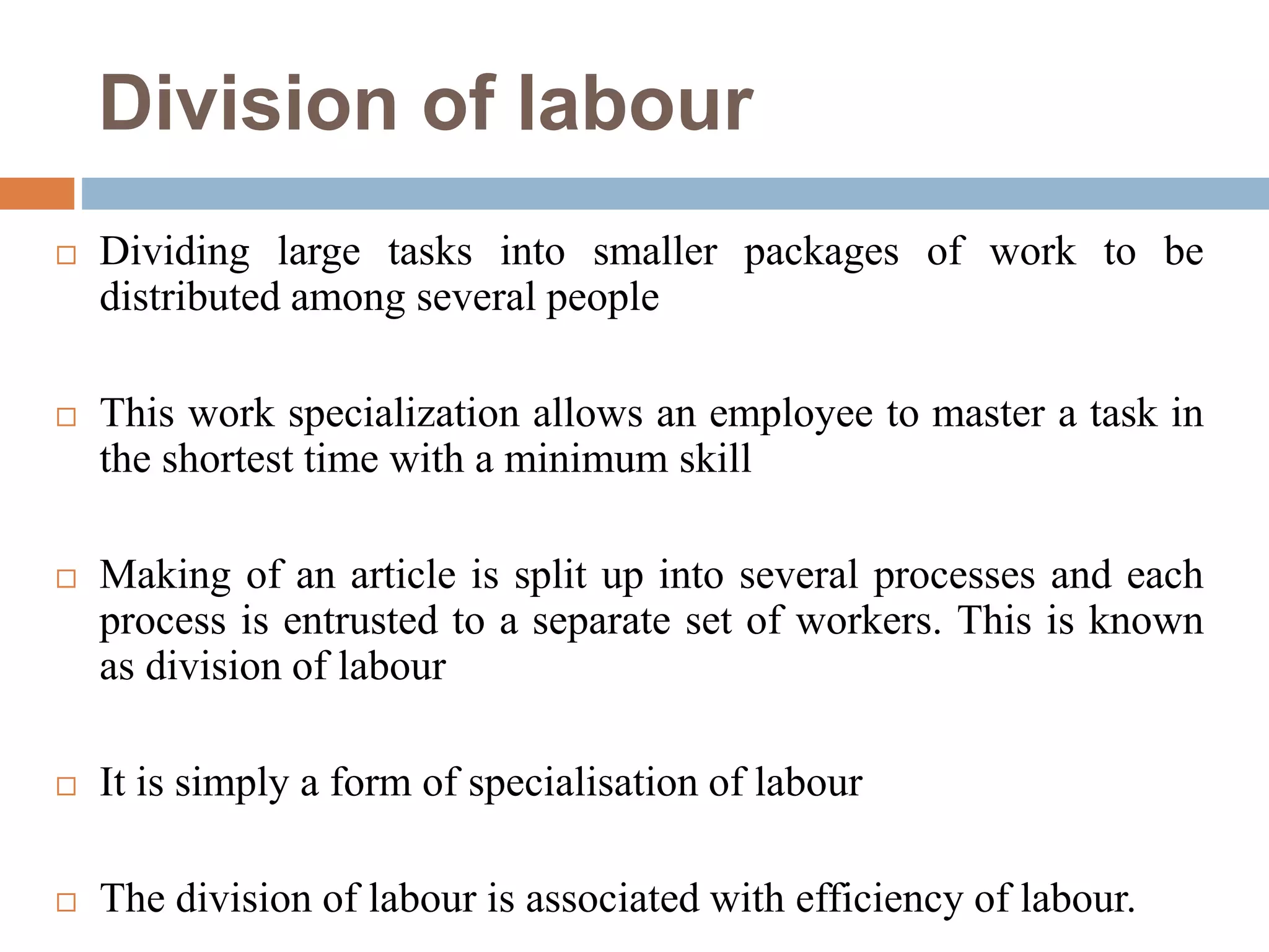 Management, Personal Management, Division of Labour | PPTX