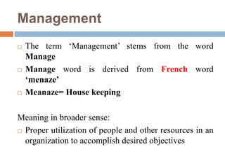 Management, Personal Management, Division of Labour | PPTX