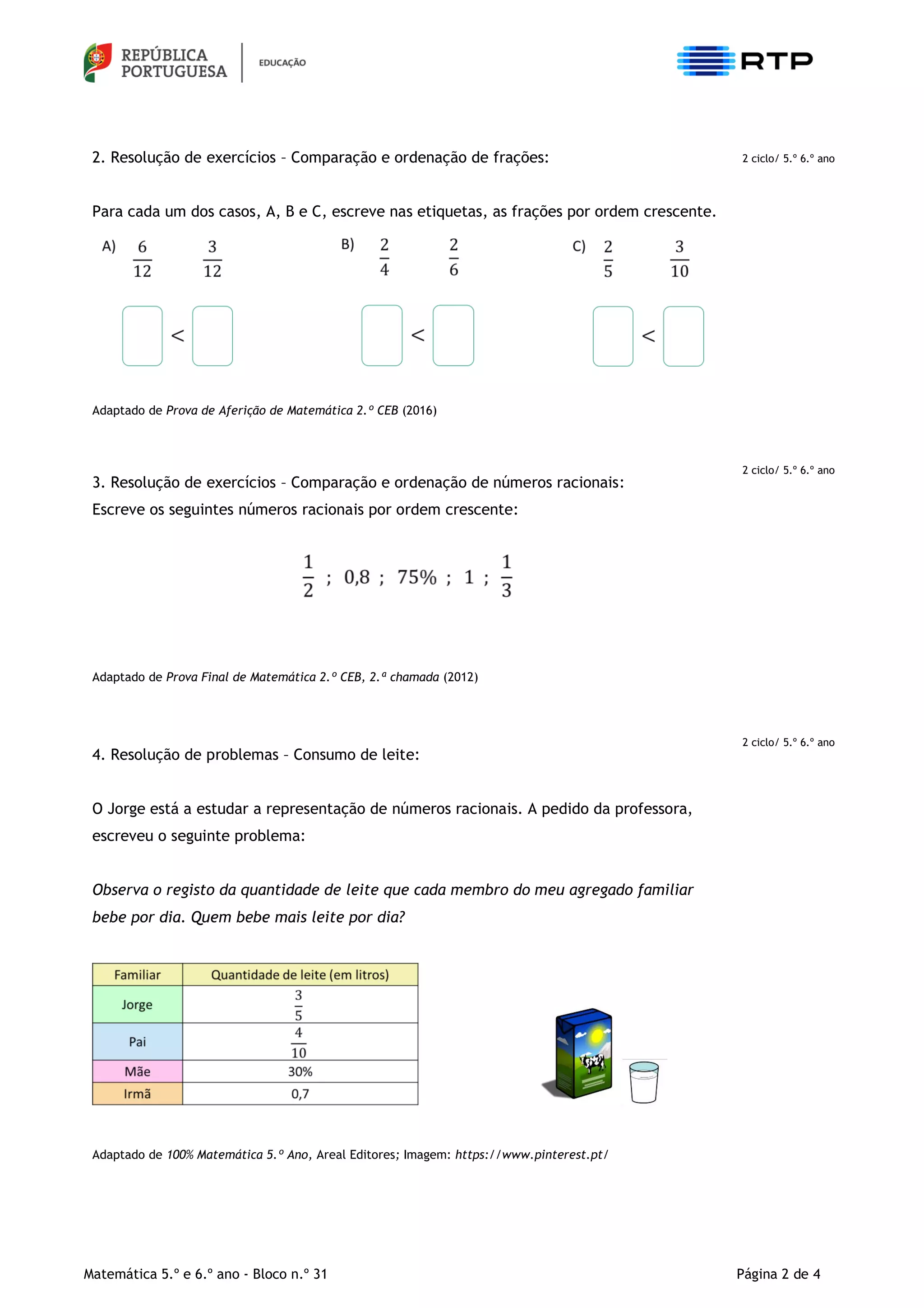 31_Matemática_5º e 6º anos_Números racionais. Comparação e ordenação de ...