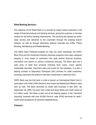 retail banking an over view of hdfc bank | DOC