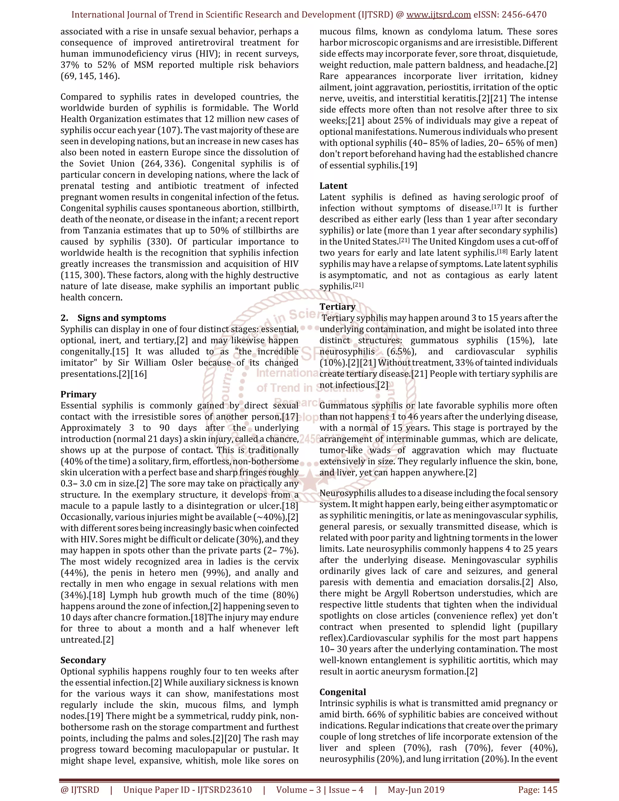 Syphilis and their Sign and Symptoms, Causes with their Treatment An ...