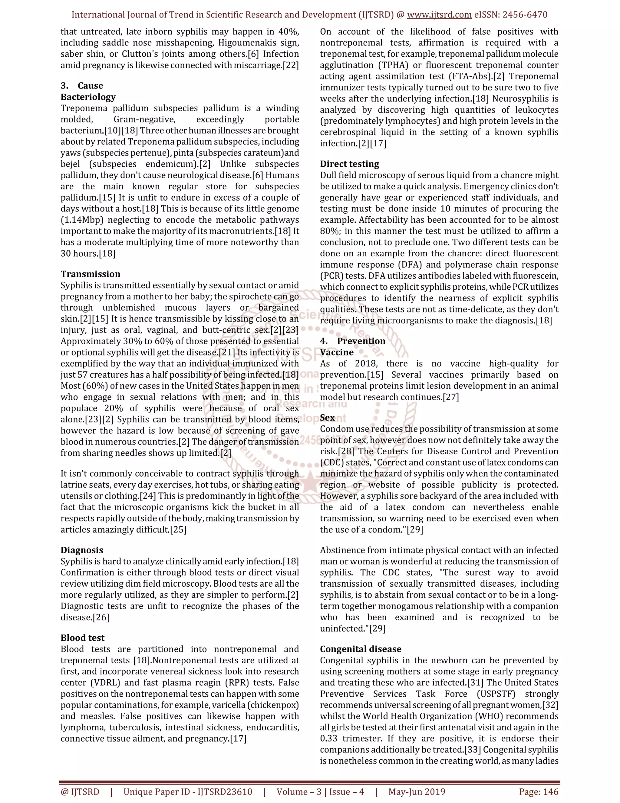 Syphilis and their Sign and Symptoms, Causes with their Treatment An ...