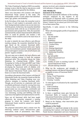 Teaching Strategies and Functional Skills of Learners with Special ...