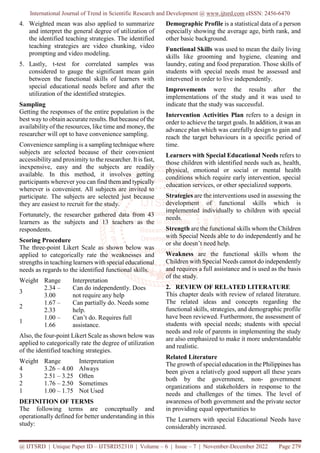 Teaching Strategies and Functional Skills of Learners with Special ...