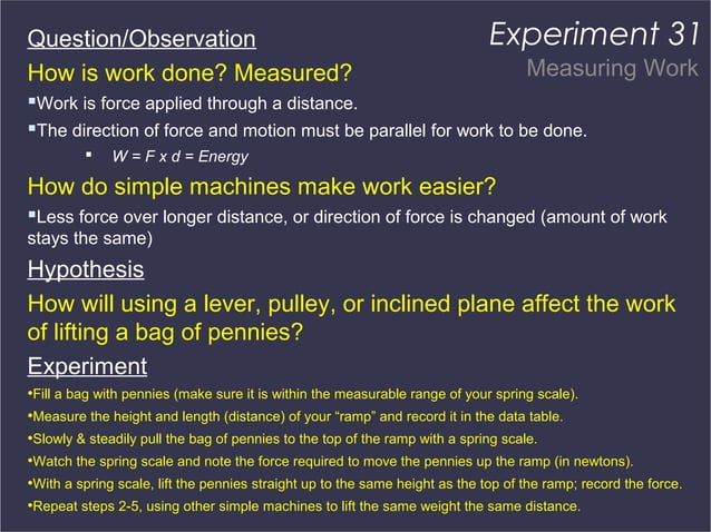 Work & Simple Machines | PPT | Physics | Science
