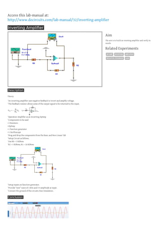 Inverting Amplifier : Op-amp | PDF