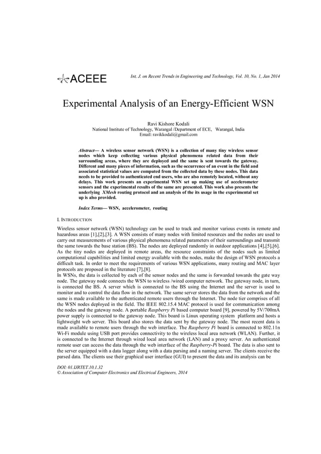 Experimental Analysis of an Energy-Efficient WSN | PDF