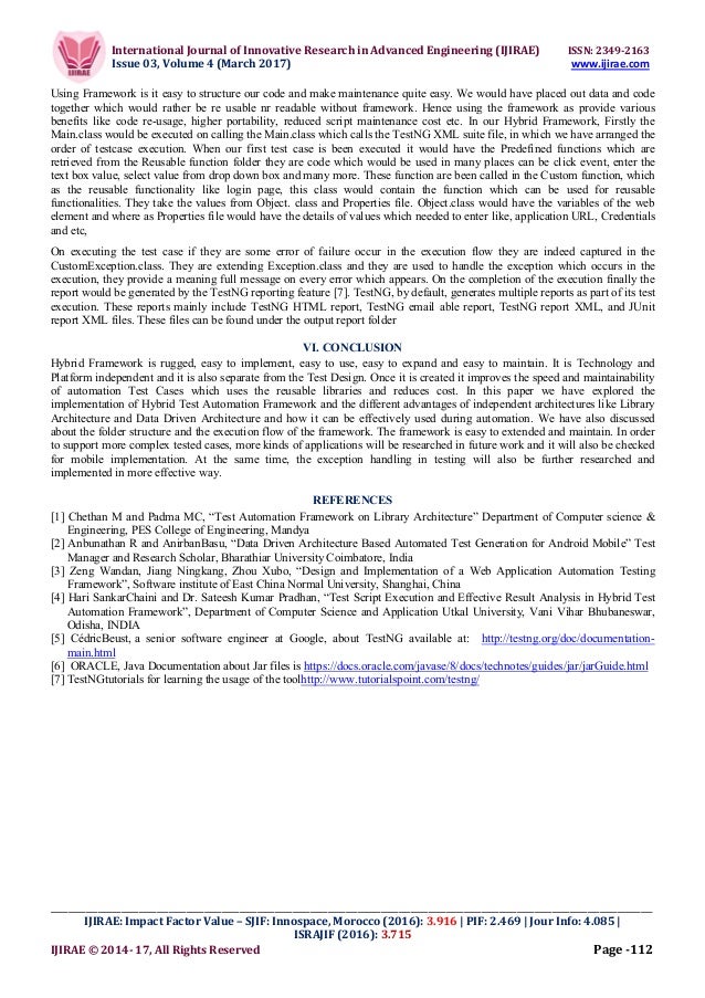 Design And Implementation Of Hybrid Test Automation Framework For Web