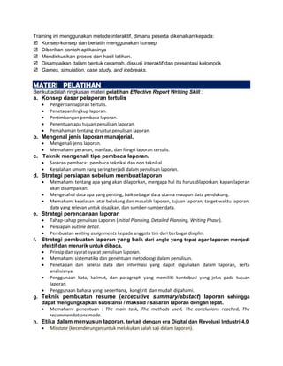 Silabus Training "Effective REPORT WRITING SKILL_di Era Digital dan ...