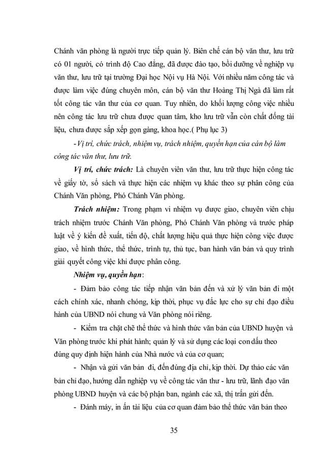 Khóa luận: Công tác văn thư, lưu trữ tại Văn phòng HĐND, UBND, HAY, 9 ...