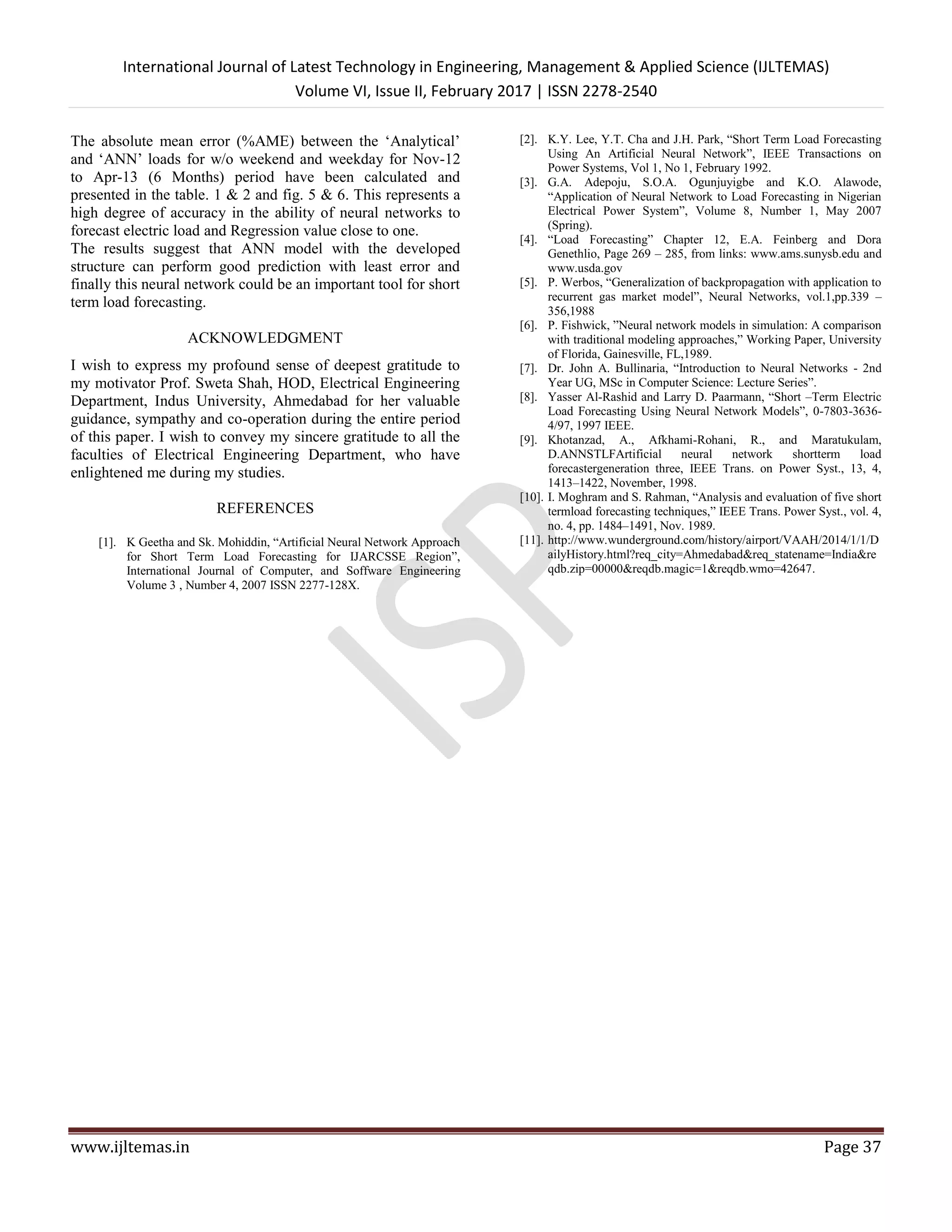 Short Term Load Forecasting: One Week (With & Without Weekend) Using Artificial Neural Network ...
