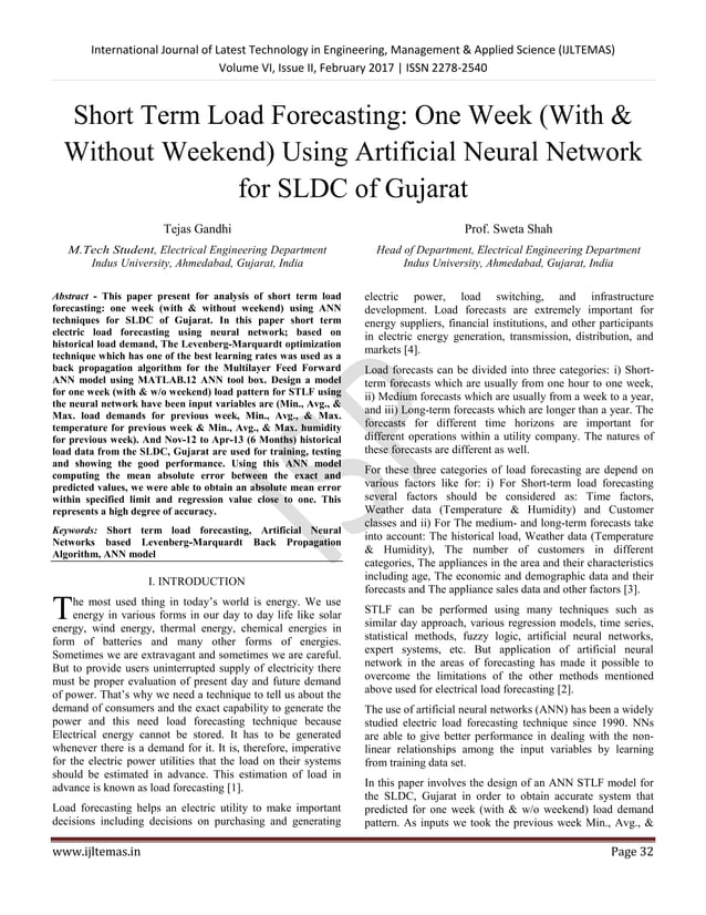 Short Term Load Forecasting: One Week (With & Without Weekend) Using Artificial Neural Network ...
