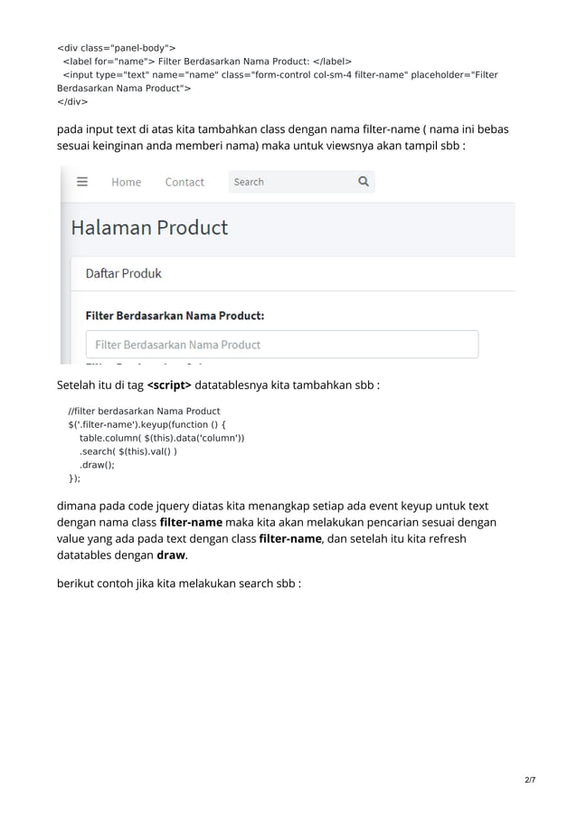 Filter Data Pada Datatables Server Side 5 Menggunakan Yajra Laravel Adminlte Ppt