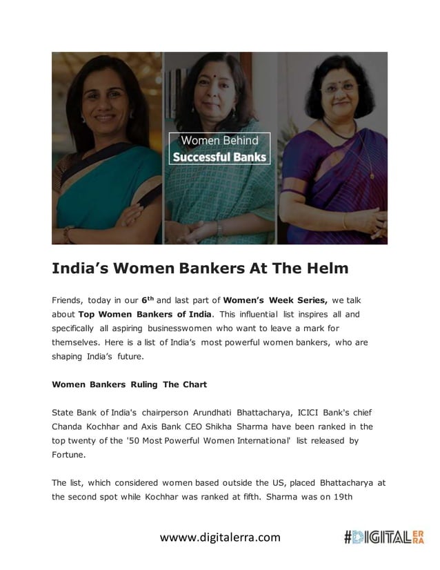 India’s women bankers at the helm | PDF