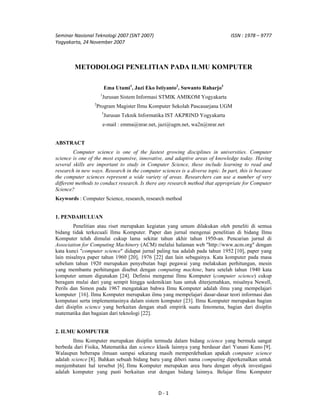 32 metodologi penelitian pada ilmu komputer | PDF | Free Download
