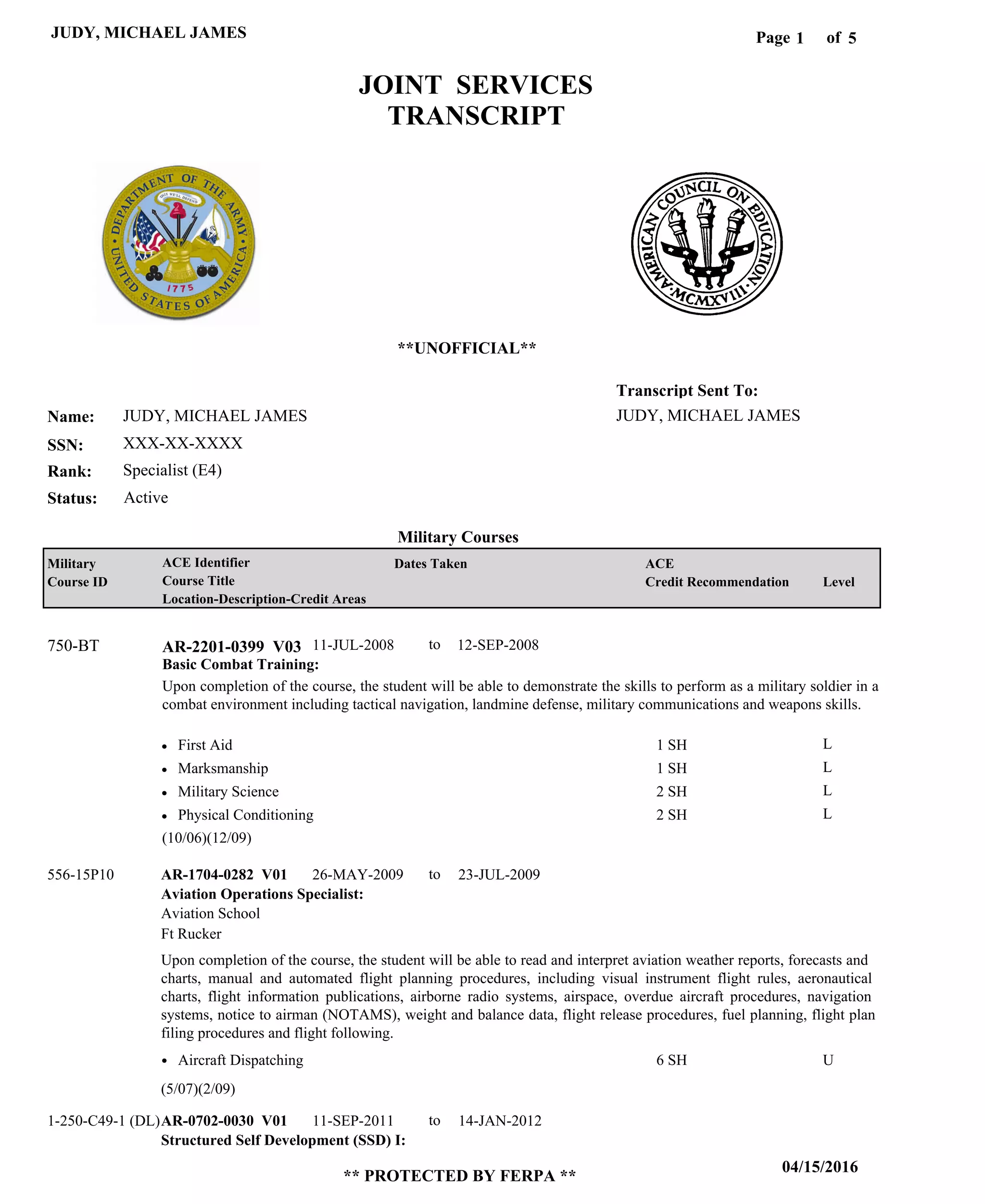 military transcript | PDF
