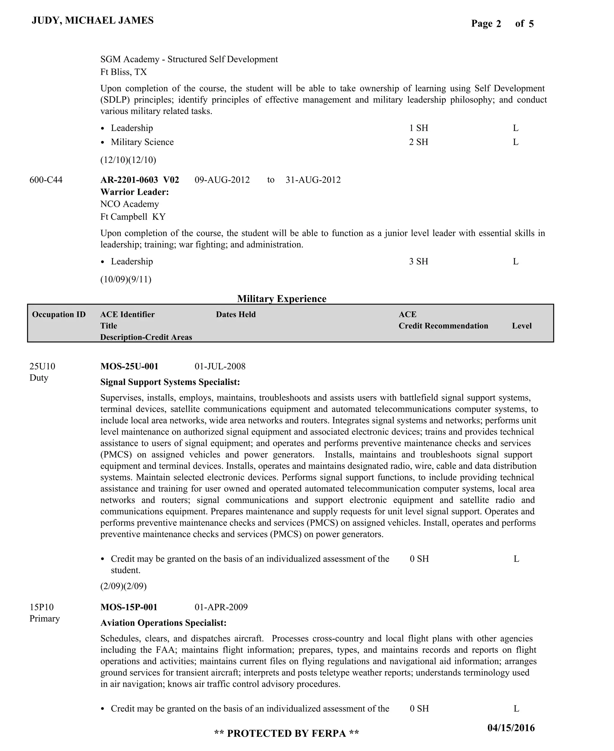 military transcript | PDF