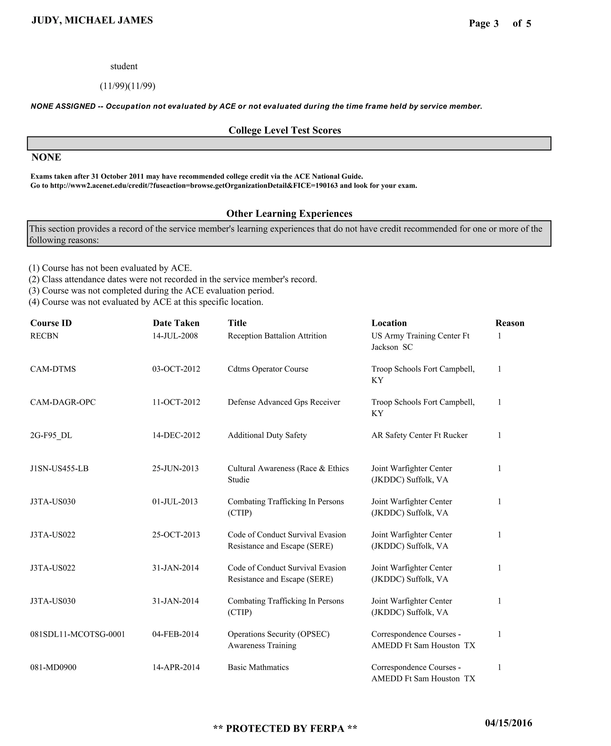 military transcript | PDF