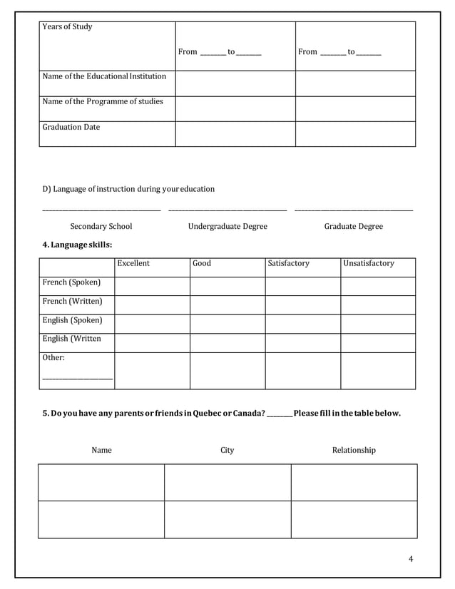 Preliminary Immigration Questionnaire | DOCX