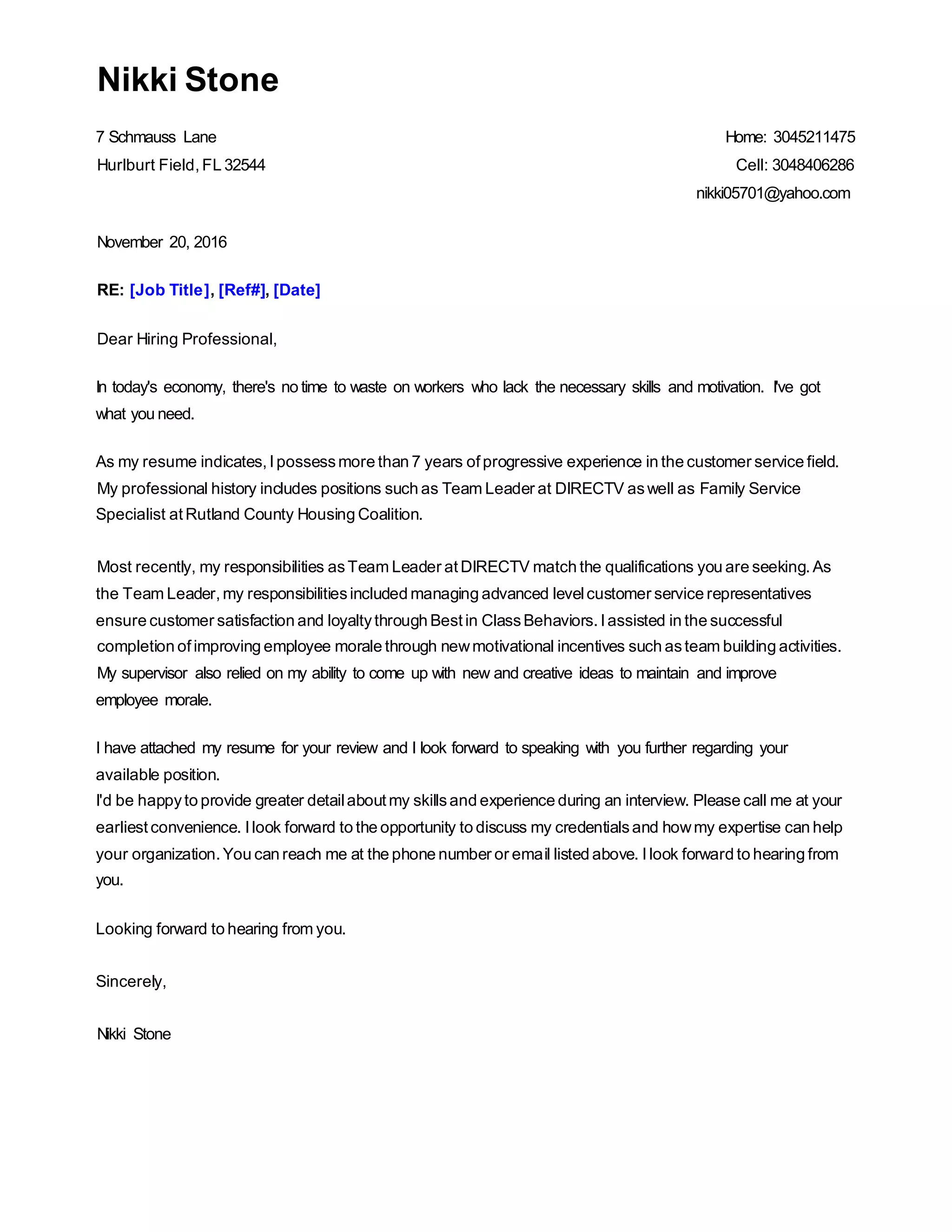 Nikki Stone Letter 1 | DOCX