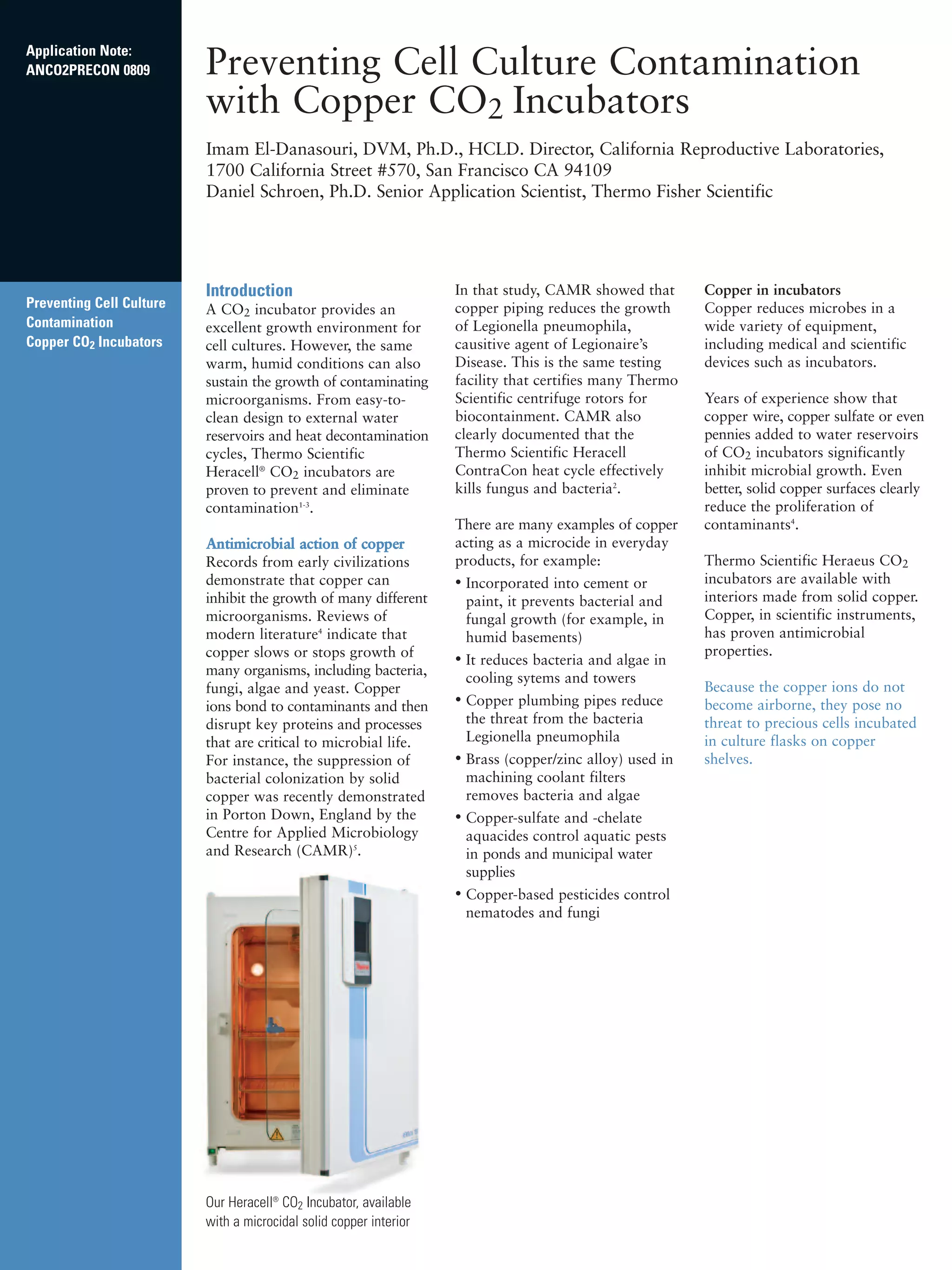 Preventing Cell Culture Contamination with Copper CO2 Incubators | PDF