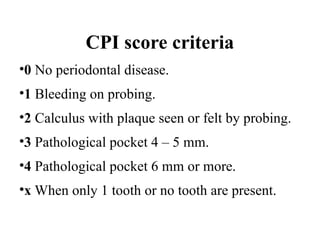 Indices used for periodontal diseases in dentistry | PPTX