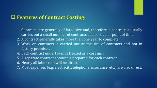 Contract Costing | PPTX | Business Accounting & Finance | Business
