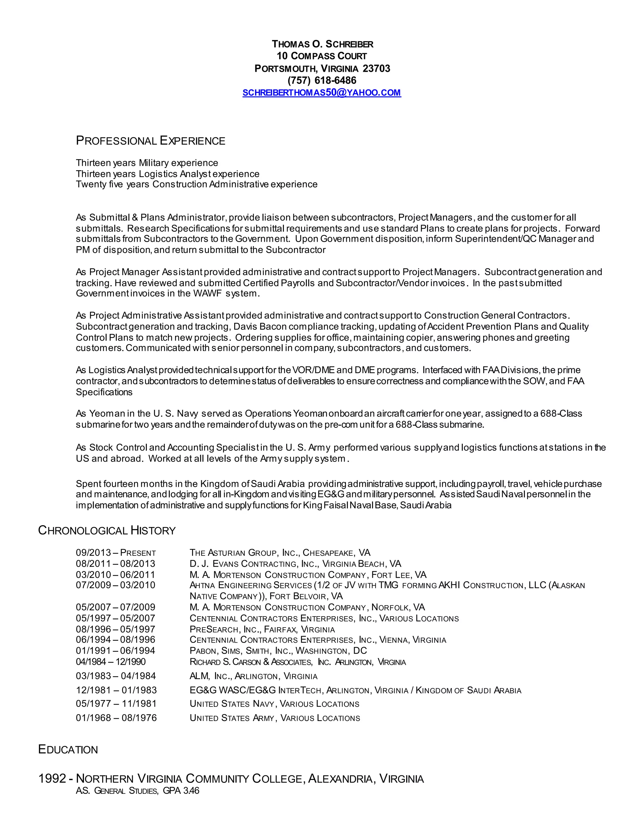 Tom Schreiber Resume | PDF