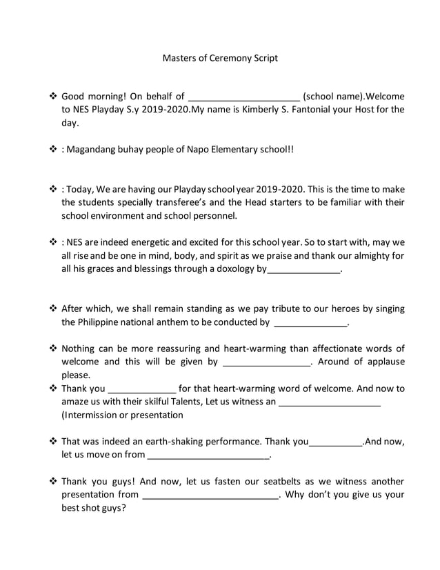 master-of-ceremony-script | DOCX | Awards Shows | Events