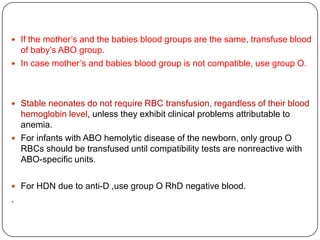 blood transfusion in neonates (British society of hematology) | PPTX
