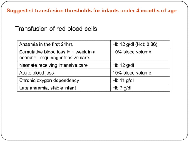 blood transfusion in neonates (British society of hematology) | PPTX ...